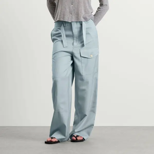 Auralee Wool Herringbone Cargo Pants - Dusty Blue | Editorialist
